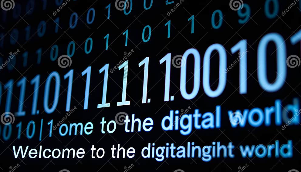 Digital Binary Data on Computer Screen. Abstract Information Technology Background Stock Image ...