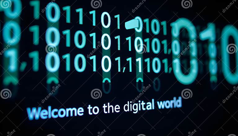 Digital Binary Data on Computer Screen. Abstract Information Technology Background Stock Photo ...