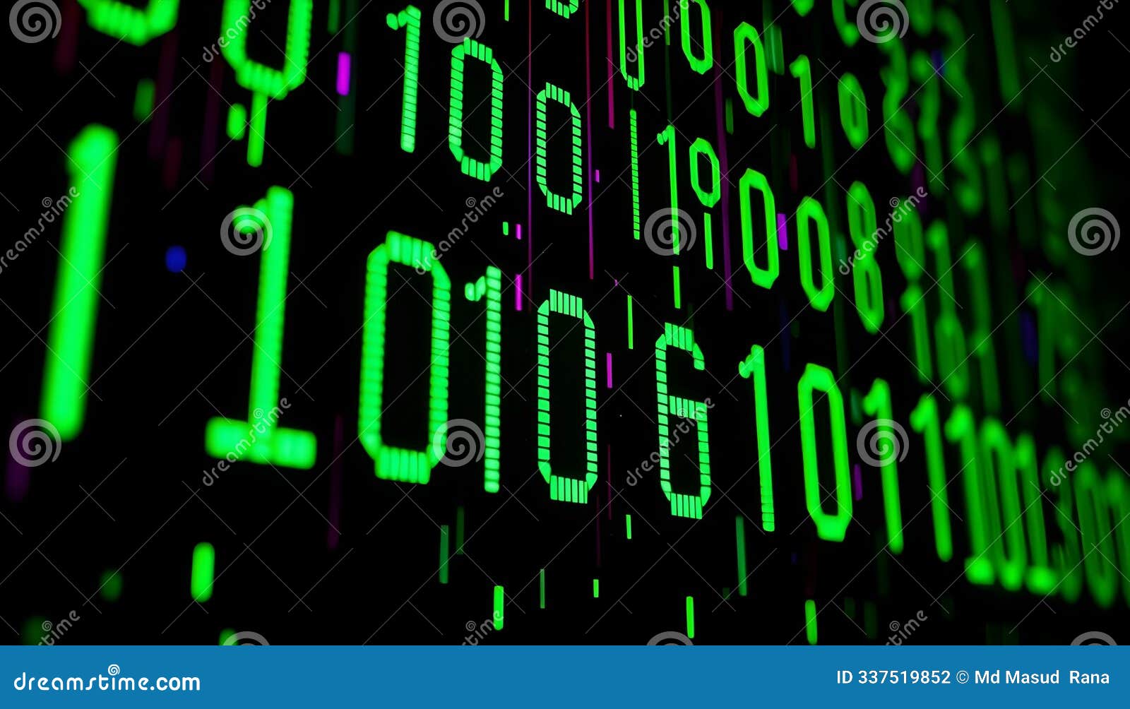 Digital Binary Data on Computer Screen. Abstract Information Technology Background Stock Photo ...