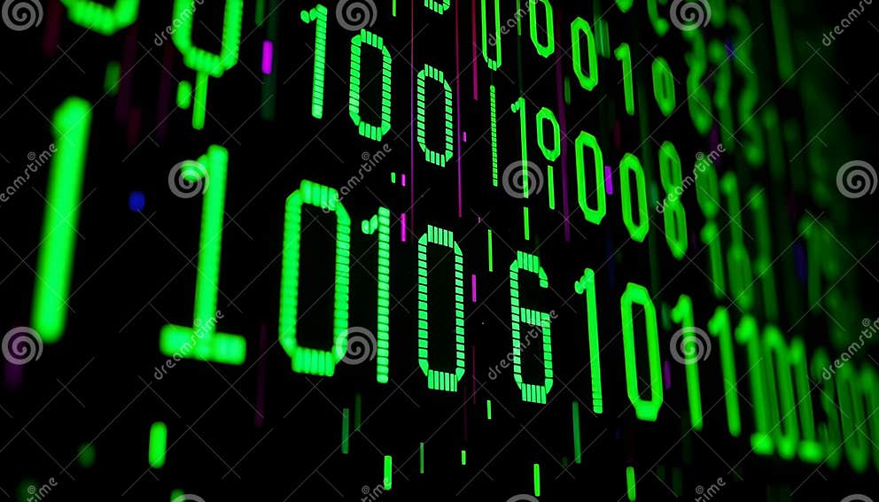 Digital Binary Data on Computer Screen. Abstract Information Technology Background Stock Photo ...