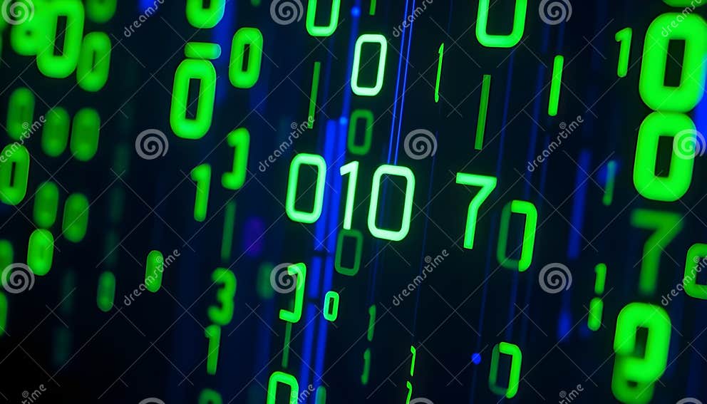 Digital Binary Data on Computer Screen. Abstract Information Technology Background Stock Photo ...