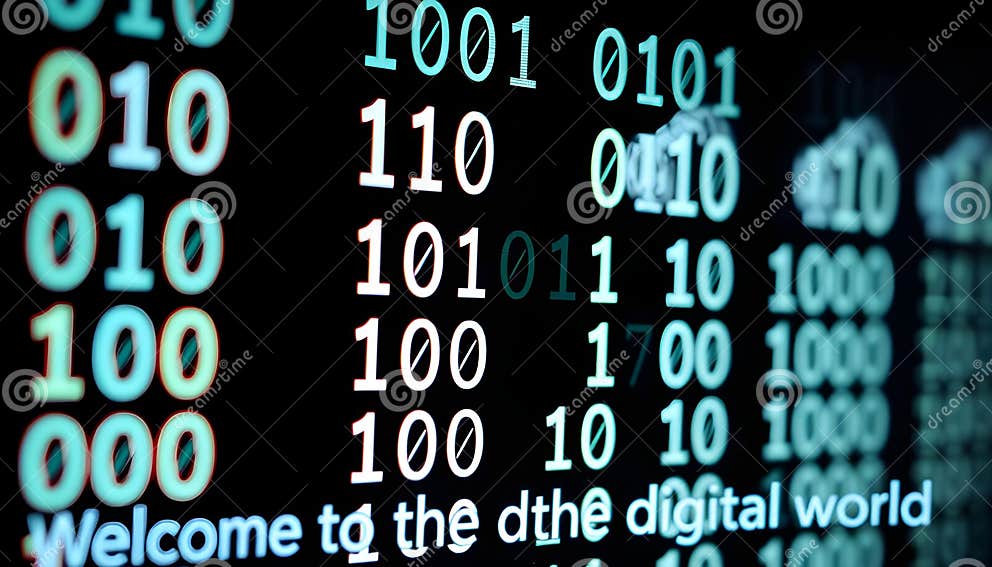 Digital Binary Data on Computer Screen. Abstract Information Technology Background Stock Image ...