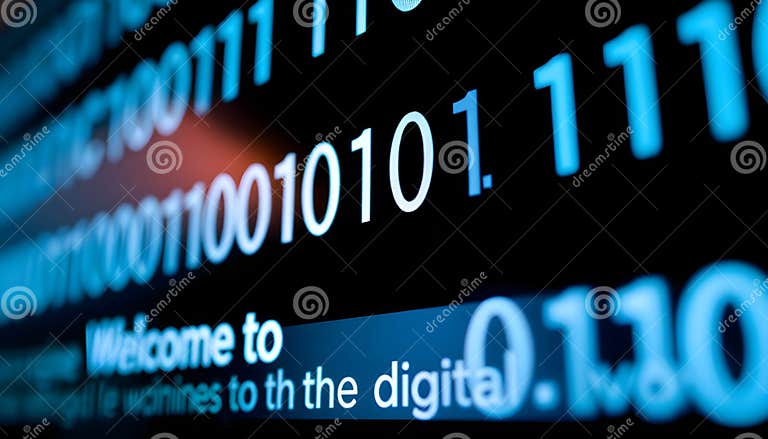 Digital Binary Data on Computer Screen. Abstract Information Technology Background Stock Photo ...