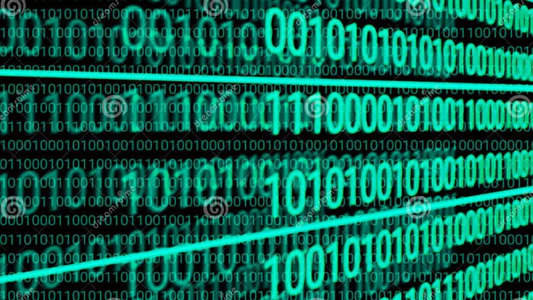 Digital Binary Data on Computer Screen, Abstract Numbers Background ...