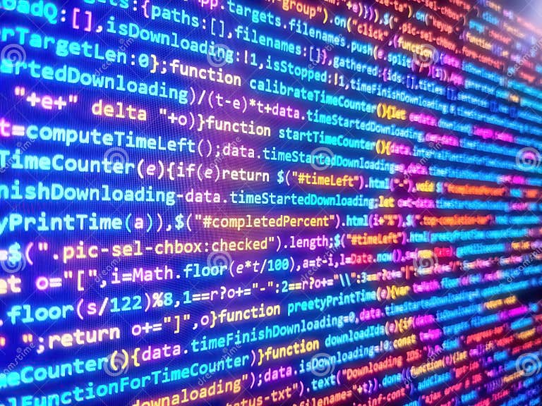 Digital Binary Data On Computer Screen Programming Code Coding Programmer Abstract Background 