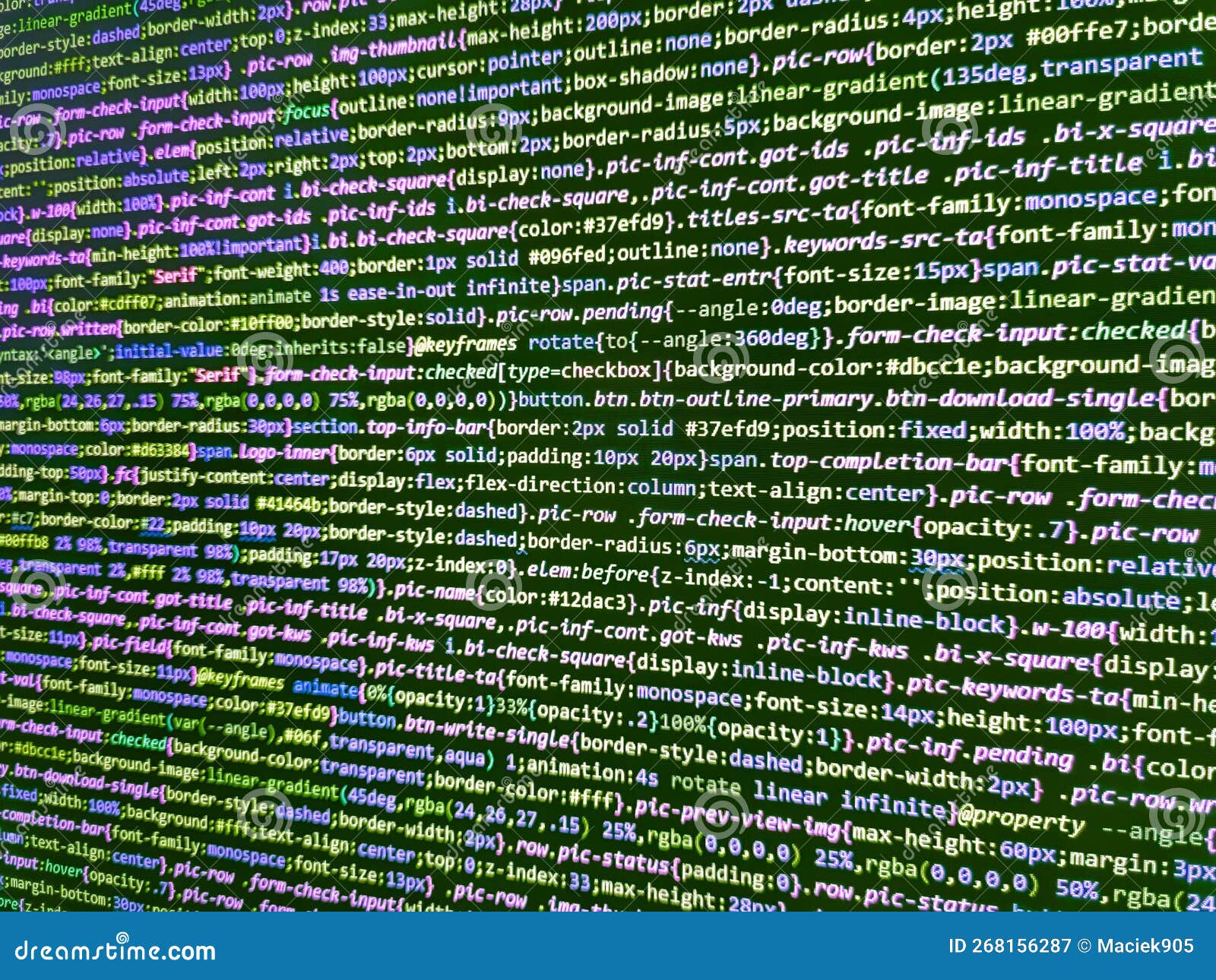 Digital Binary Data on Computer Screen. Writing Programming Functions on Laptop. Modern Web ...
