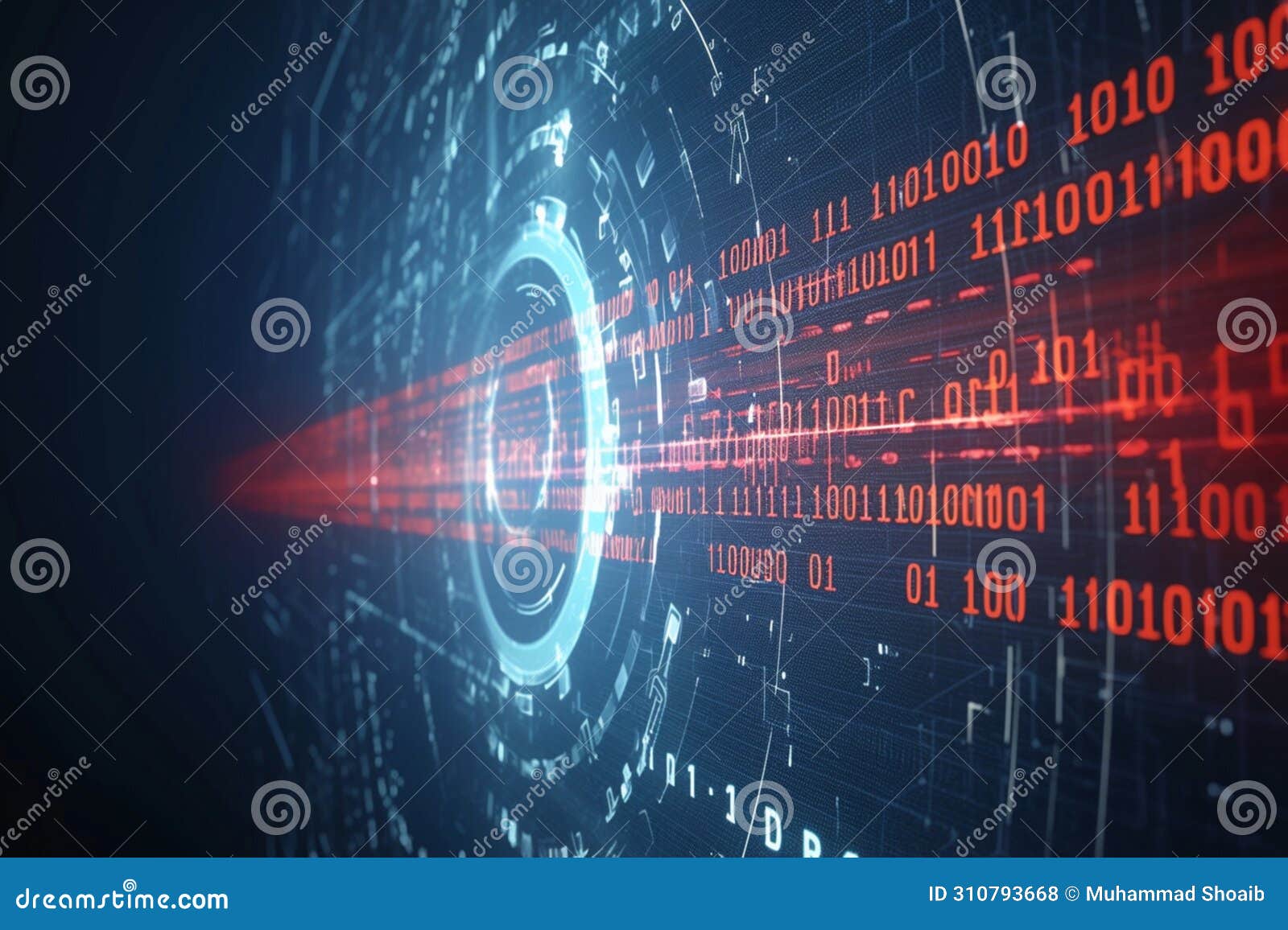 Digital Binary Data Encryption Depicted Amidst Computer Virus Concept Stock Illustration ...