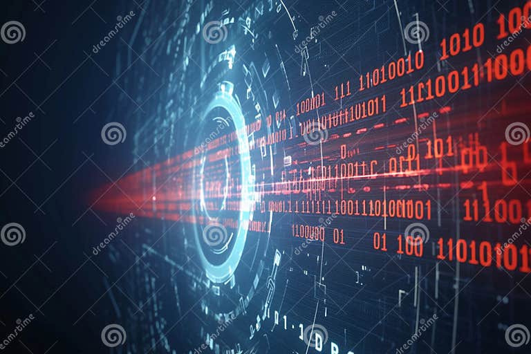 Digital Binary Data Encryption Depicted Amidst Computer Virus Concept Stock Illustration ...