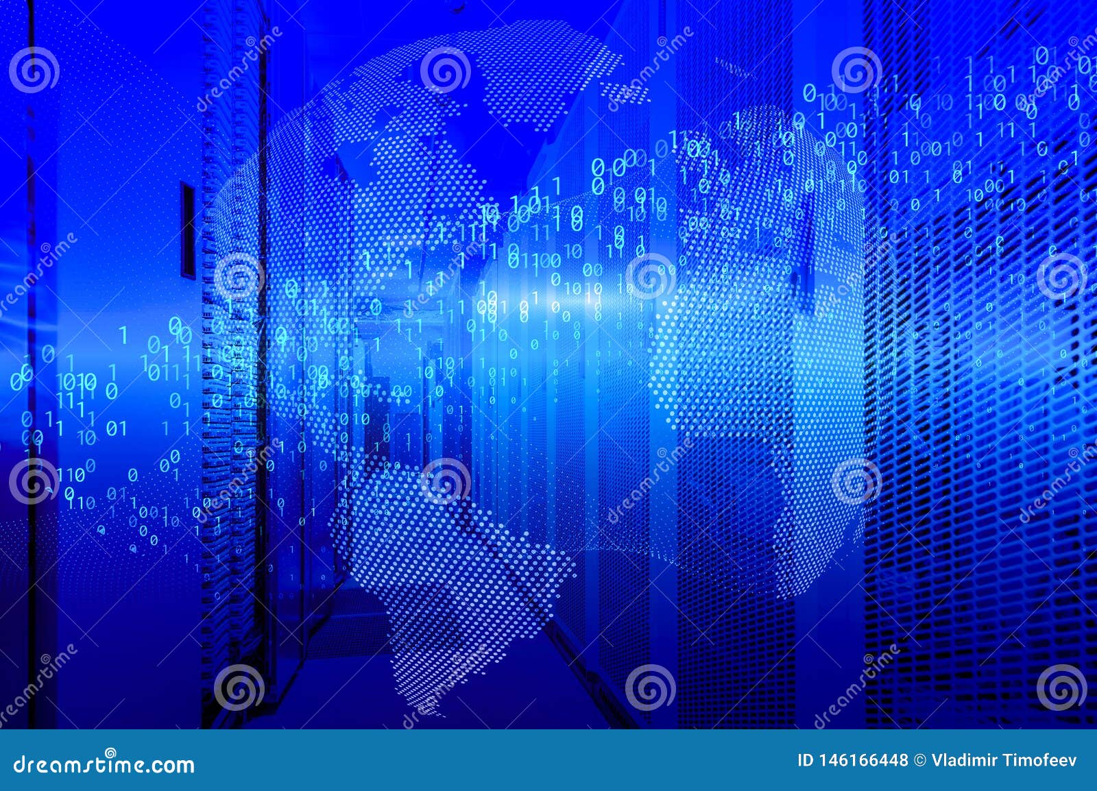 Digital Binary Data Flow on Earth Mockup, 3d Rendering Stock ...