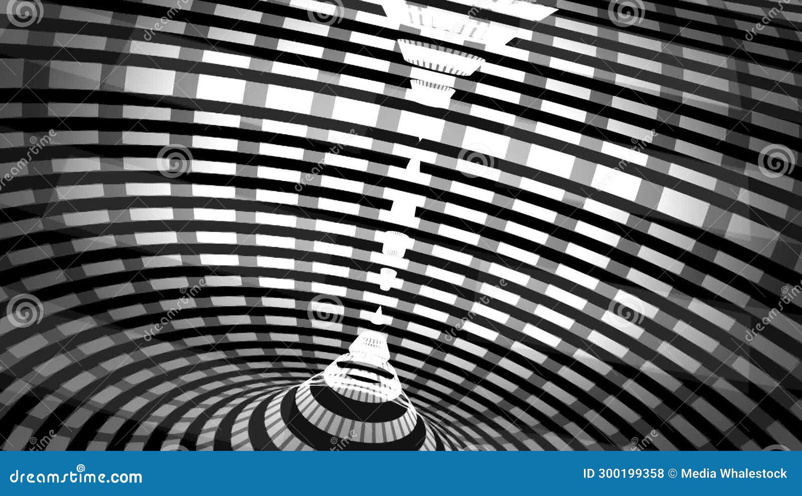 A Digital Binary Data Plexus Funnel, Made of Digital Nodes and Connection Paths. Abstract Vortex ...