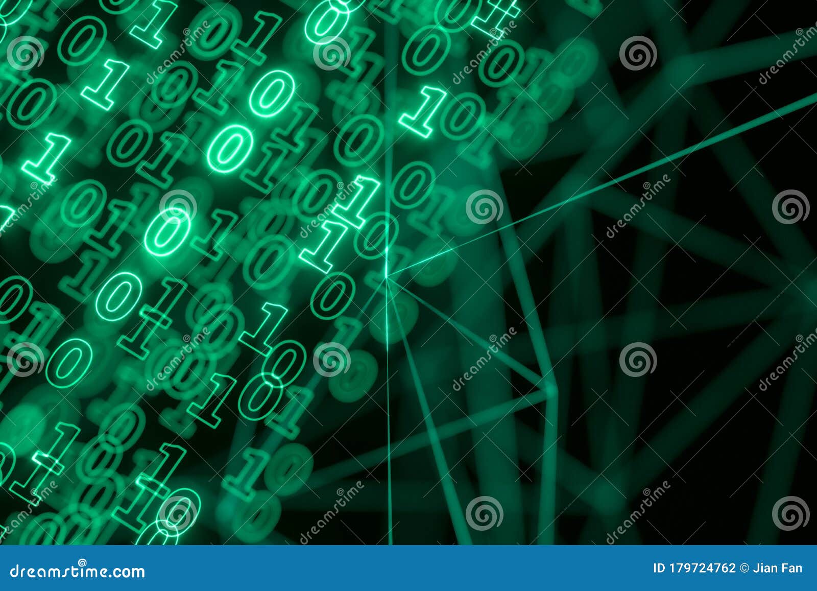 Digital Binary Data and Streaming Binary Code Background, 3d Rendering ...