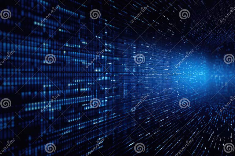 Digital Binary Data Streaming Binary Code Background Matrix Background With Digits Generative