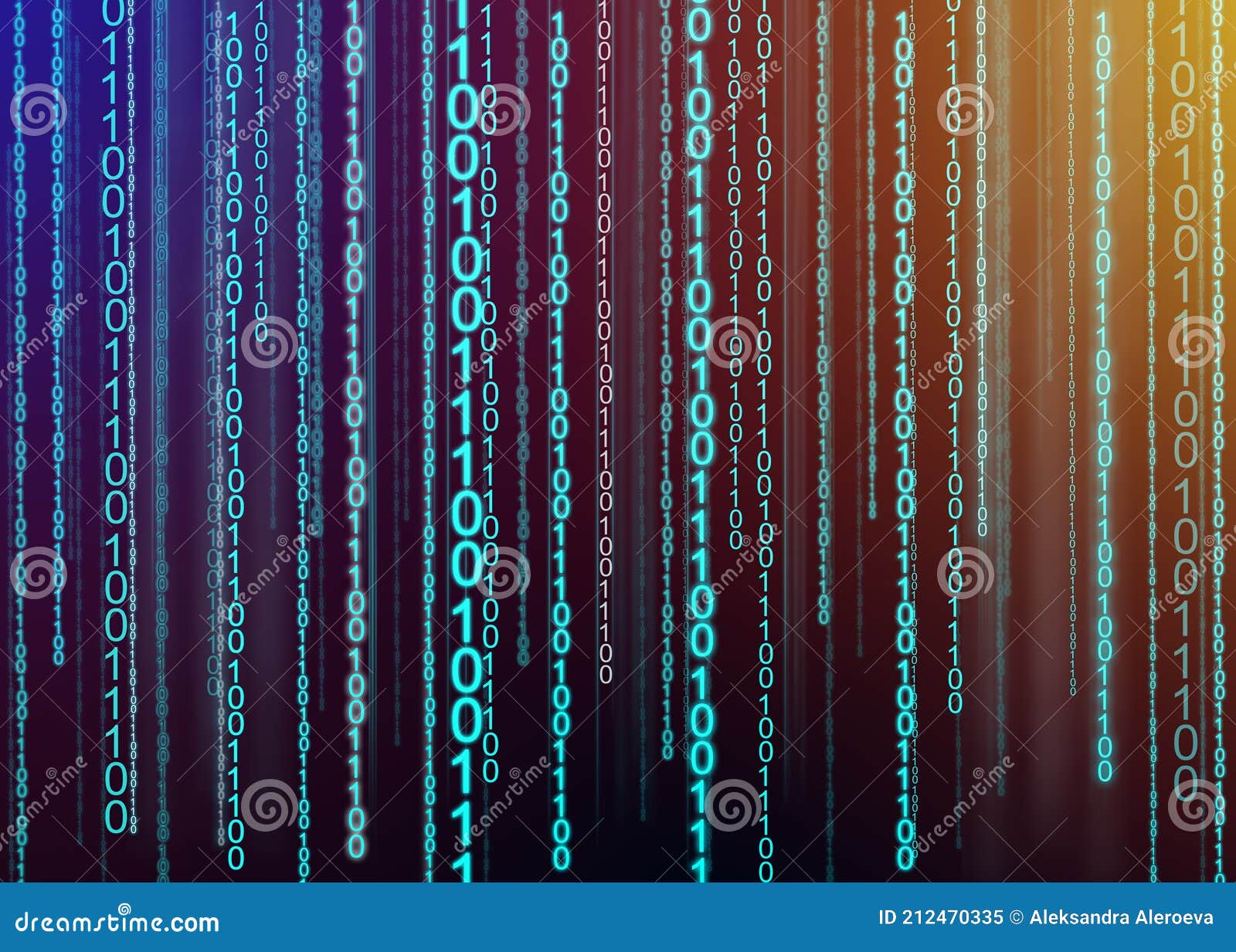 Digital Binary Data And Streaming Binary Code Background Matrix Background With 1 Stock Image