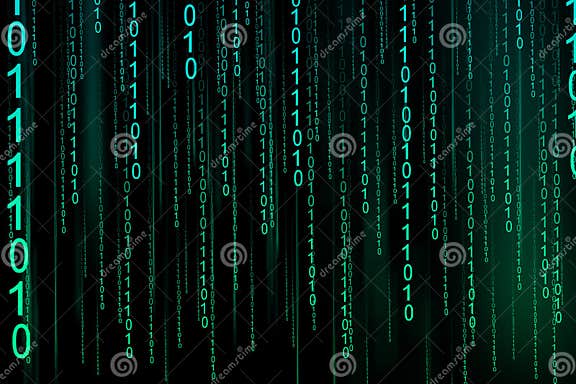 Digital Binary Data And Streaming Binary Code Background Matrix 
