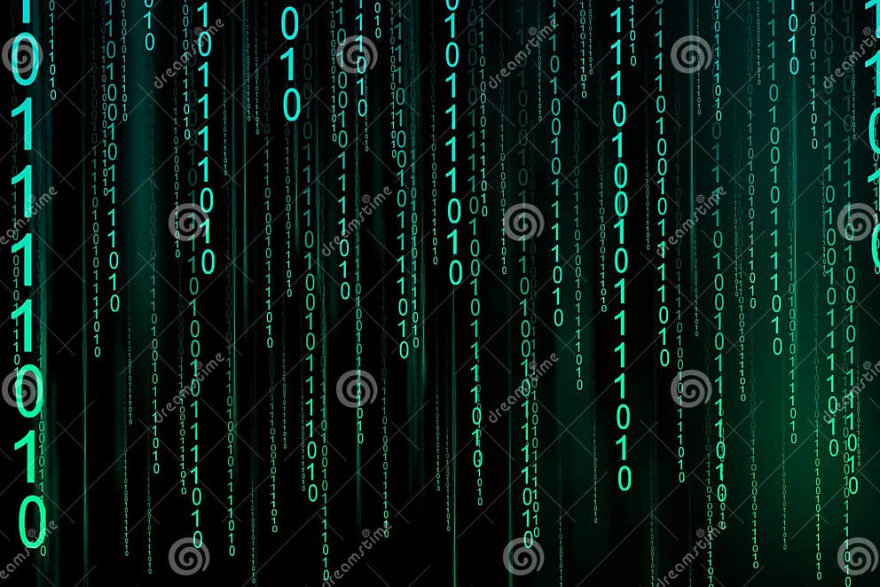 Digital Binary Data And Streaming Binary Code Background Matrix 