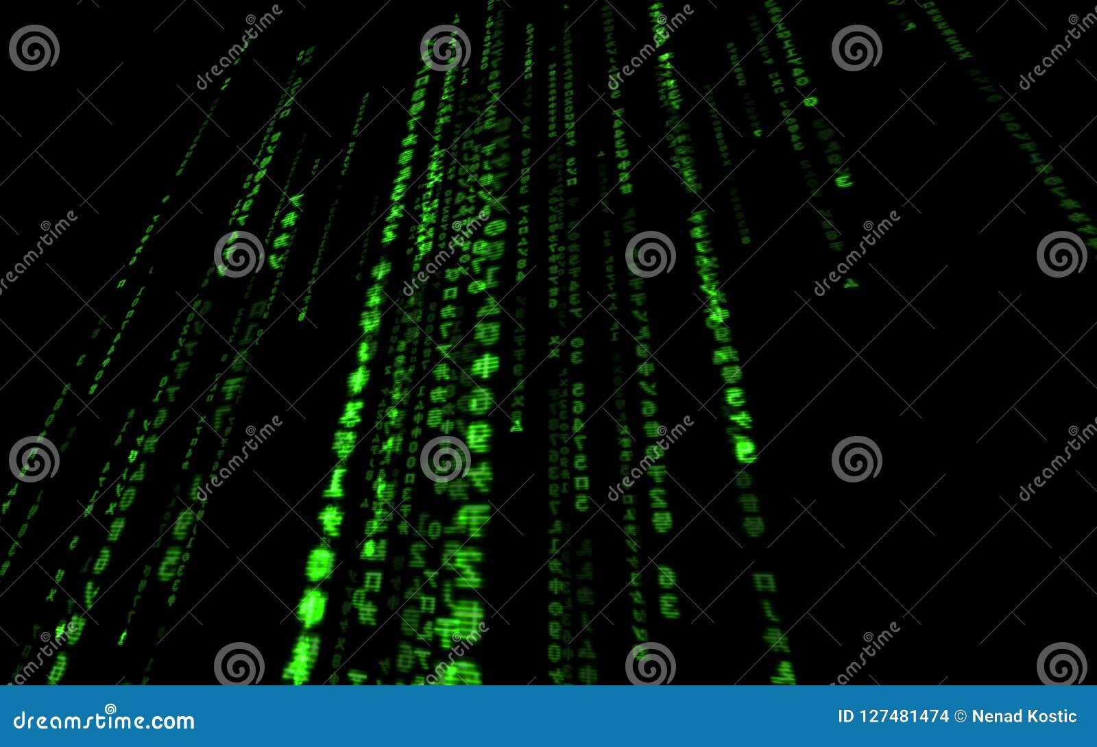 Computer Code Falling Matrix Style. Stock Illustration - Illustration ...
