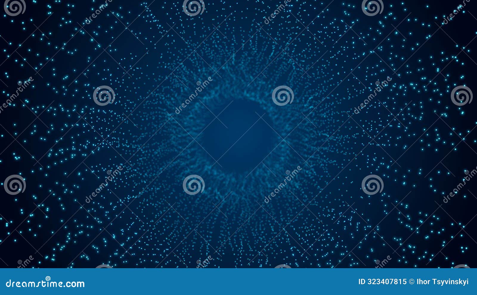 Digital Binary Data Tunnel. Abstract Connection of Dots on Dark Background. Concept of Network ...