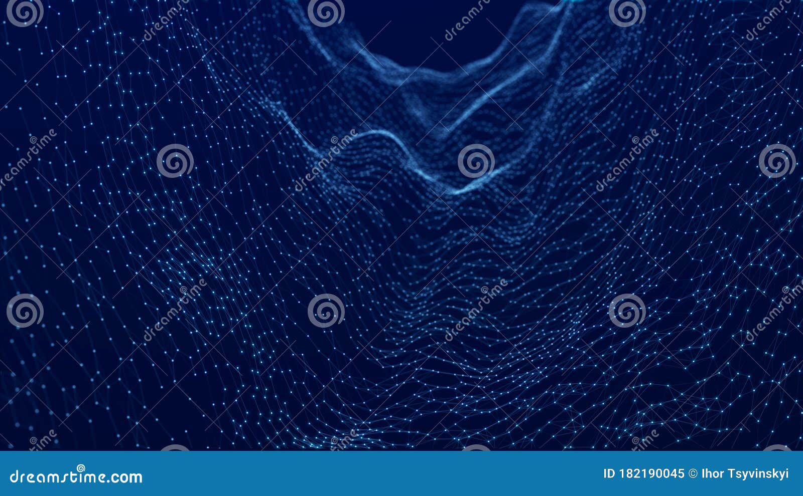 Digital Binary Data Tunnel. Abstract Connection of Dots and Lines on Dark Background. Concept of ...