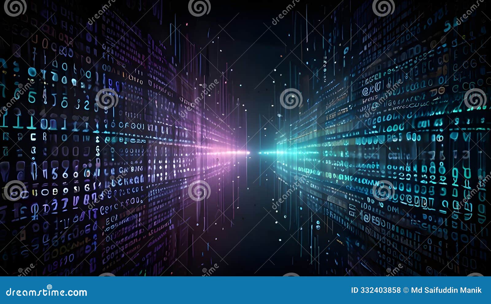 Digital Binary Encrypted Code Matrix Background. Stock Illustration - Illustration of network ...