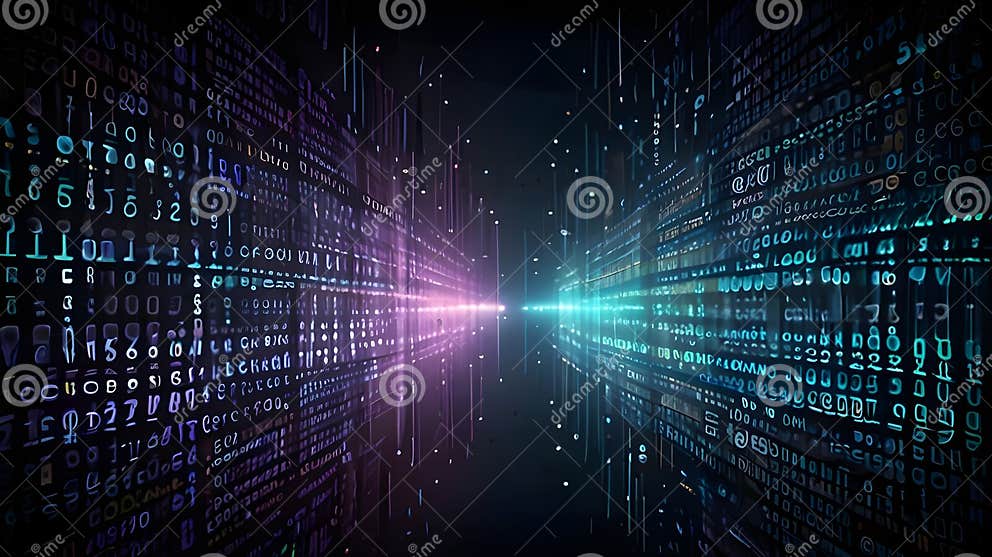 Digital Binary Encrypted Code Matrix Background. Stock Illustration ...