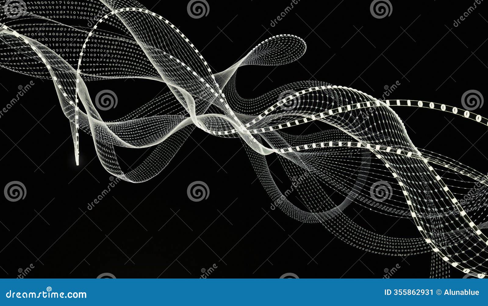 Digital Binary Flow Wave stock image. Image of science - 355862931