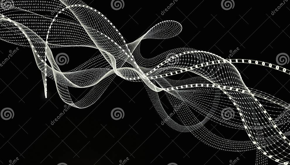 Digital Binary Flow Wave stock image. Image of science - 355862931