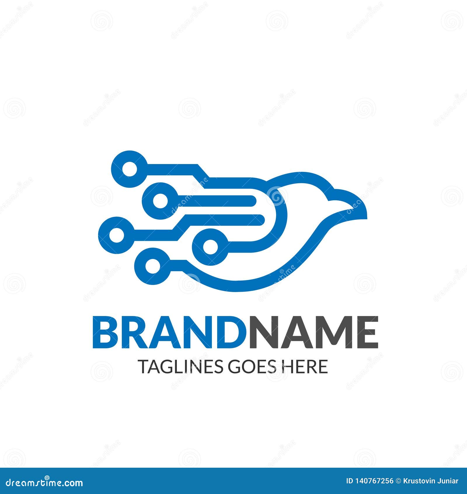 Digital Bird Linear Tech Logo Stock Vector - Illustration of element ...