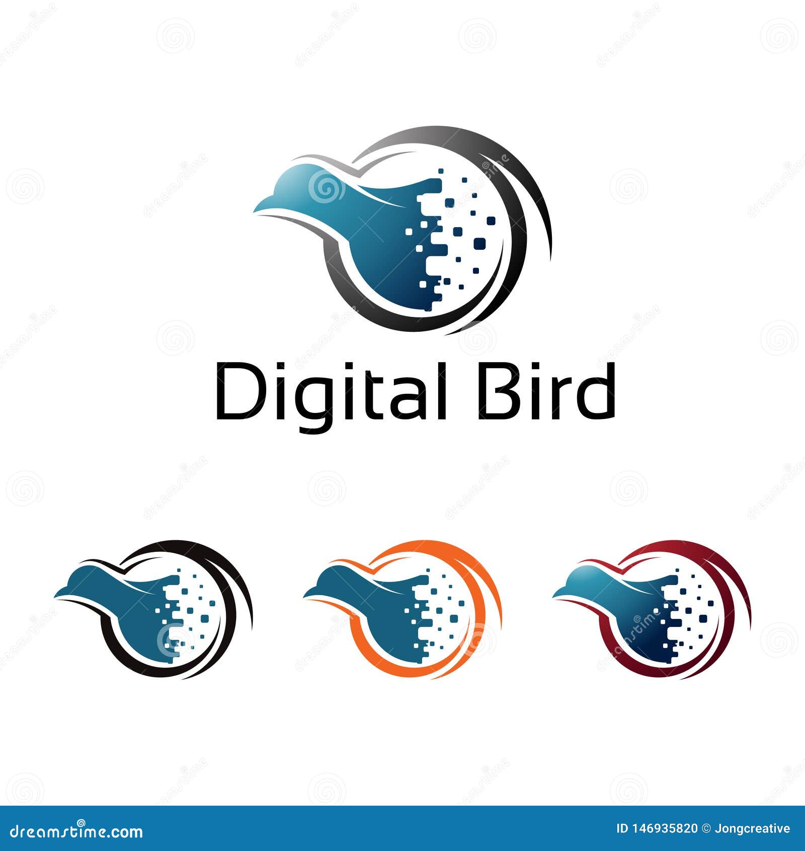 Digital Bird Pixel Internet Virtual Computer Illustration Stock Vector ...