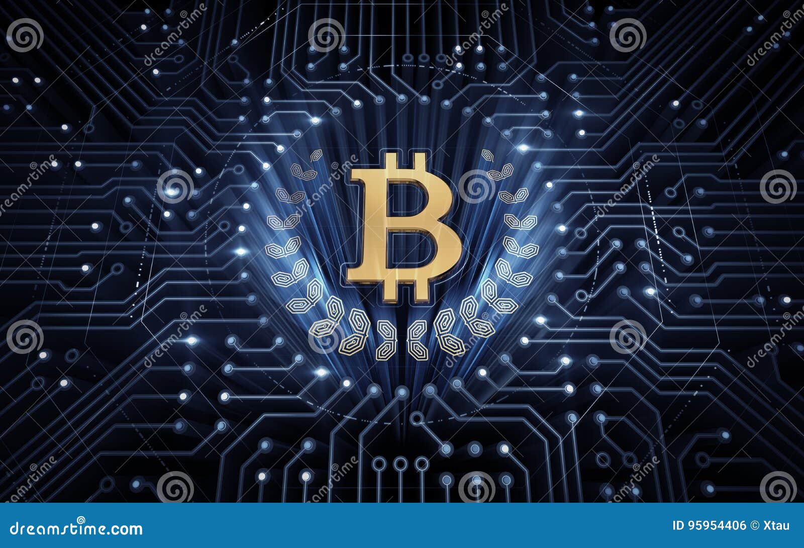 Digital Bitcoin stock illustration. Illustration of emblem - 95954406