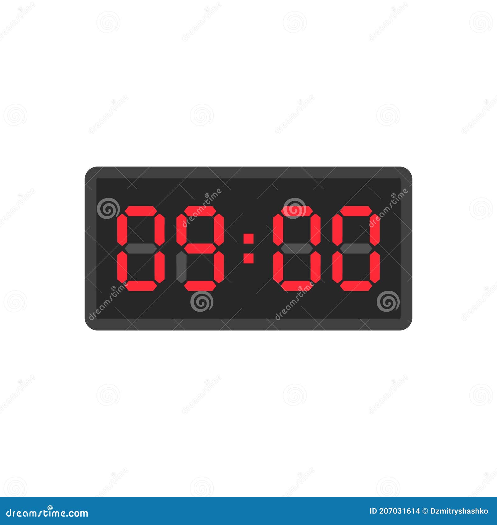 Digital Black Alarm Clock Displaying 9:00 O Clock Stock Illustration ...
