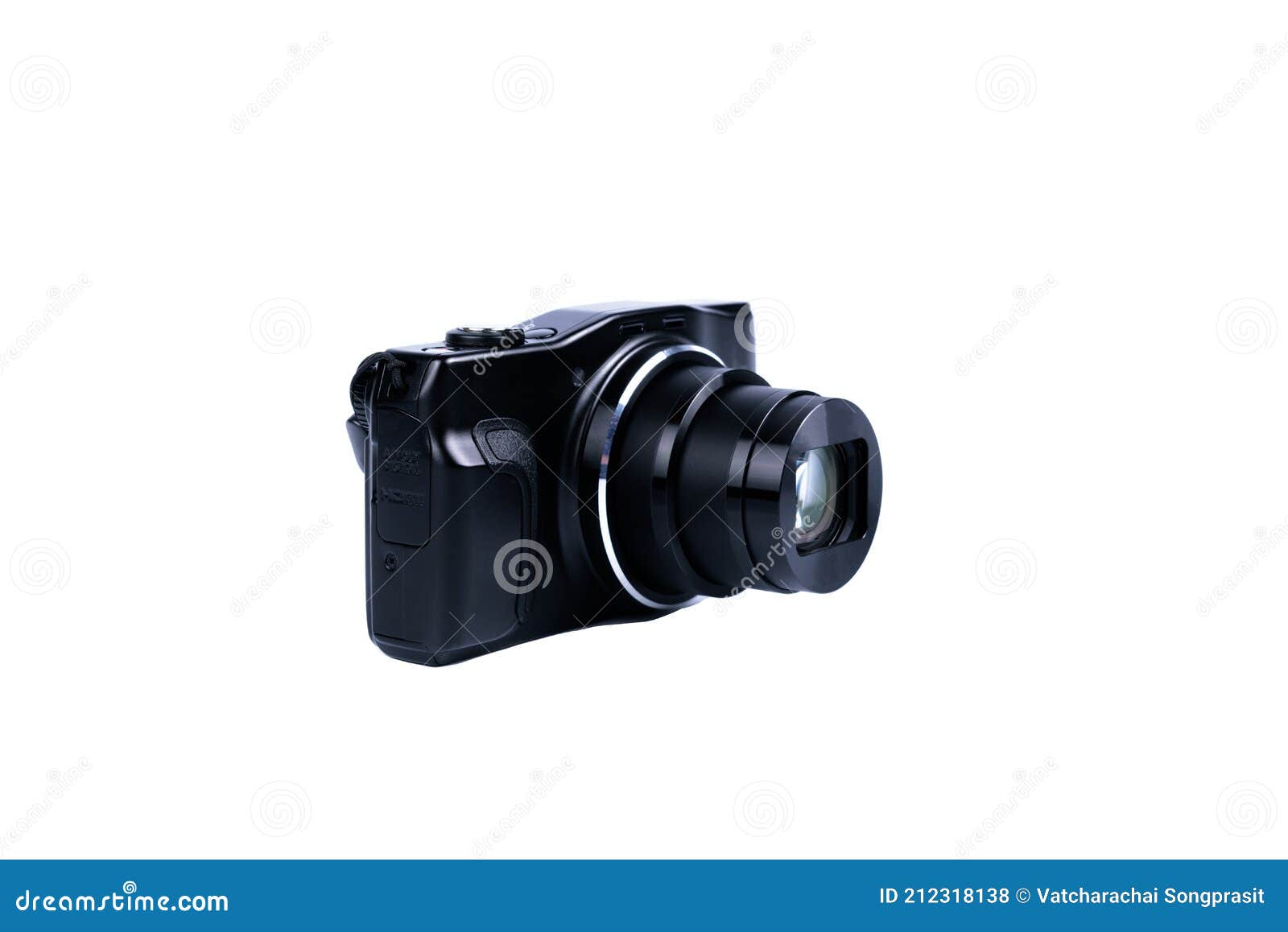 Digital Black Compact Camera on White Background or Isolated Stock ...