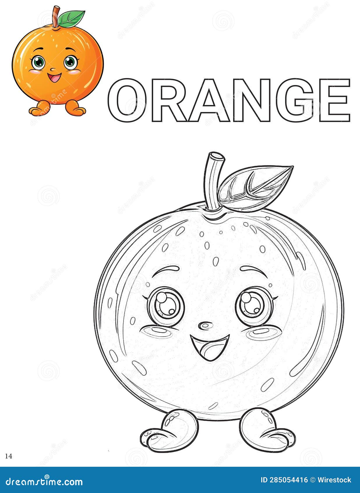 Digital Blank Illustration of an Orange for a Coloring Book with the ...