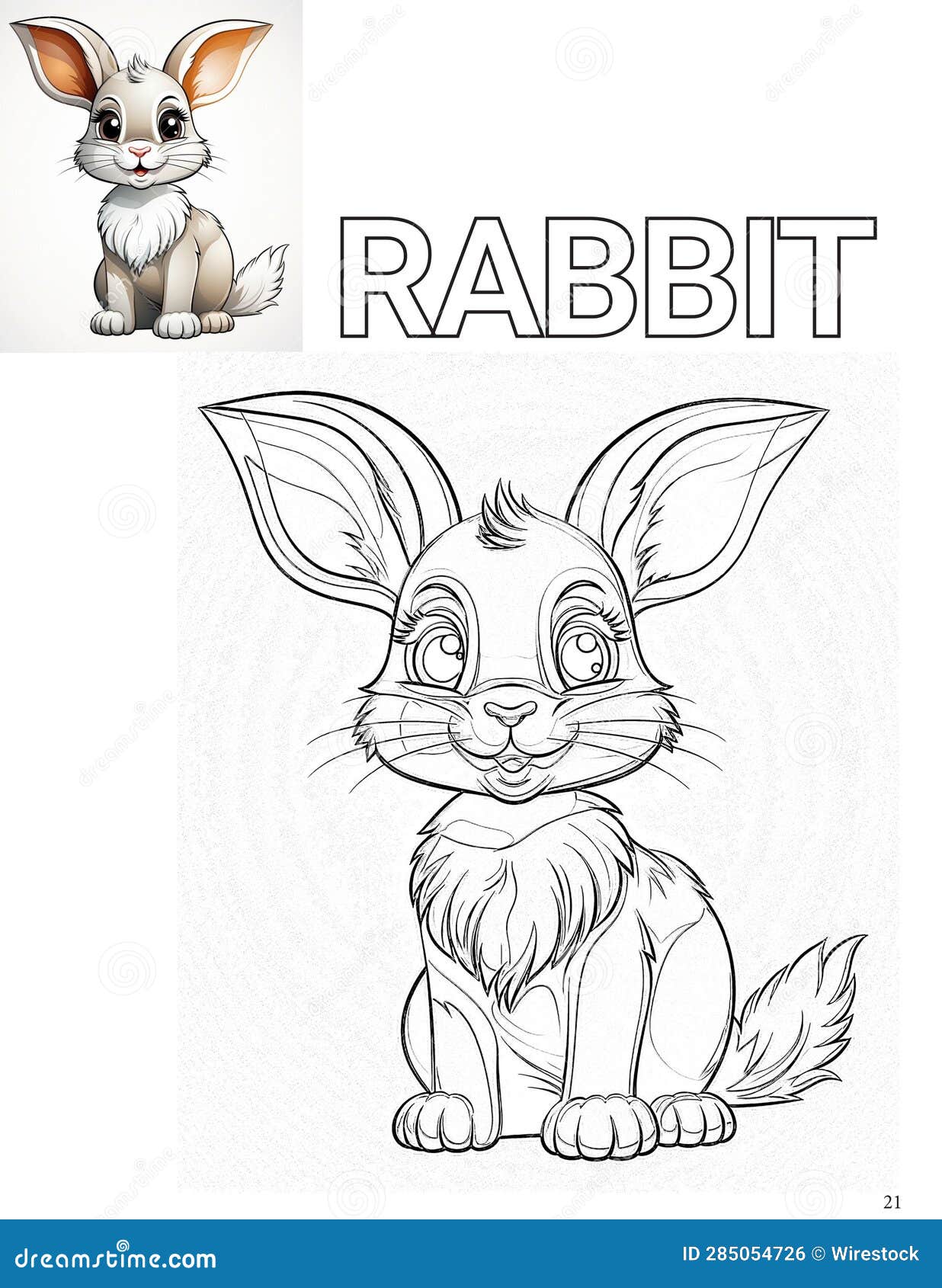 Digital Blank Illustration of a Rabbit for a Coloring Book with the ...