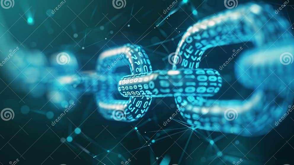 Digital Blockchain Network with Binary Code Stock Illustration - Illustration of information ...