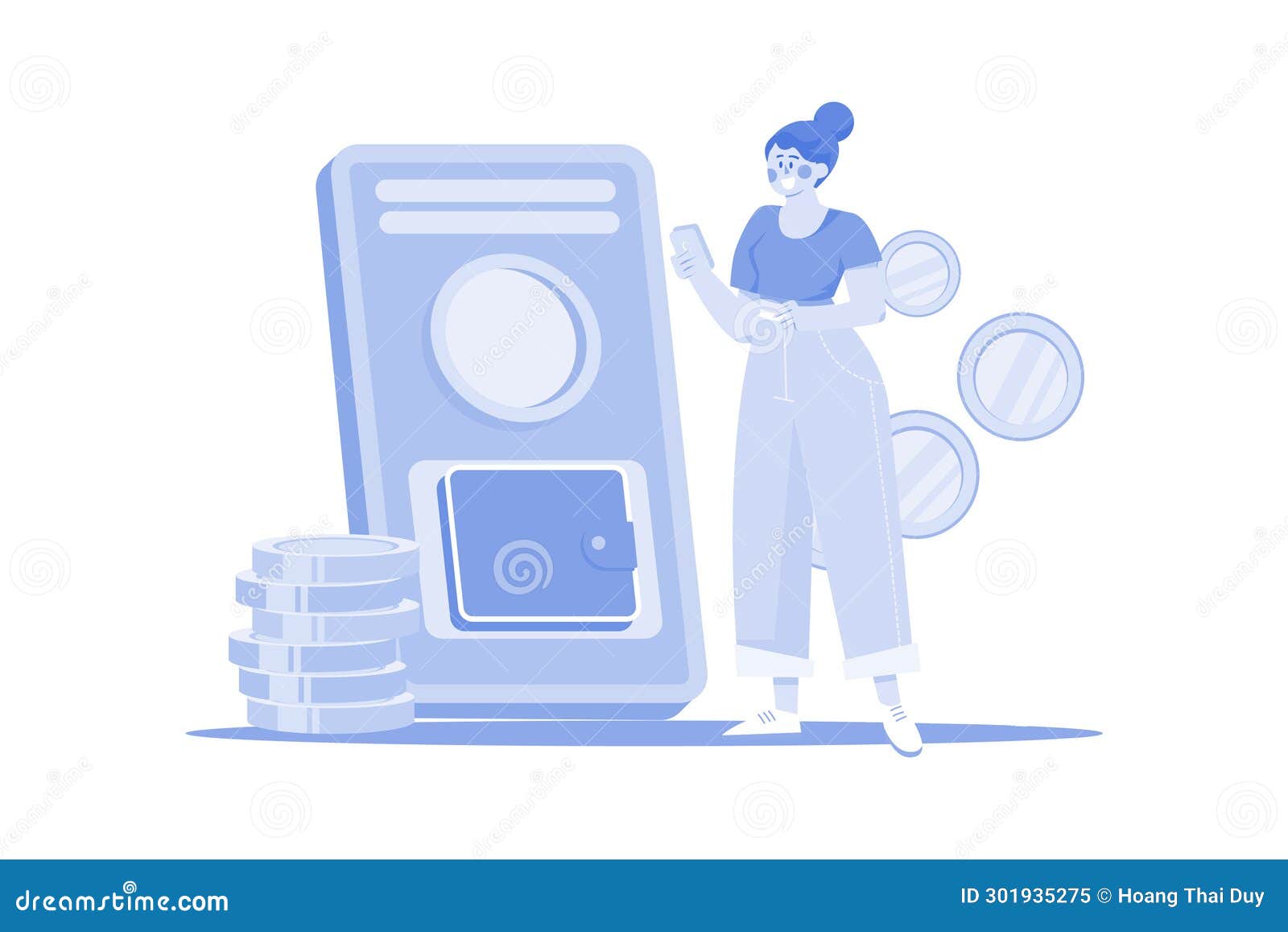 Digital Blockchain Wallet Illustration Concept on White Background ...
