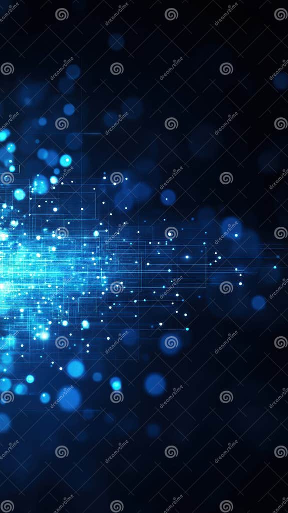Digital Blue Abstract Background with Glowing Particles Stock ...
