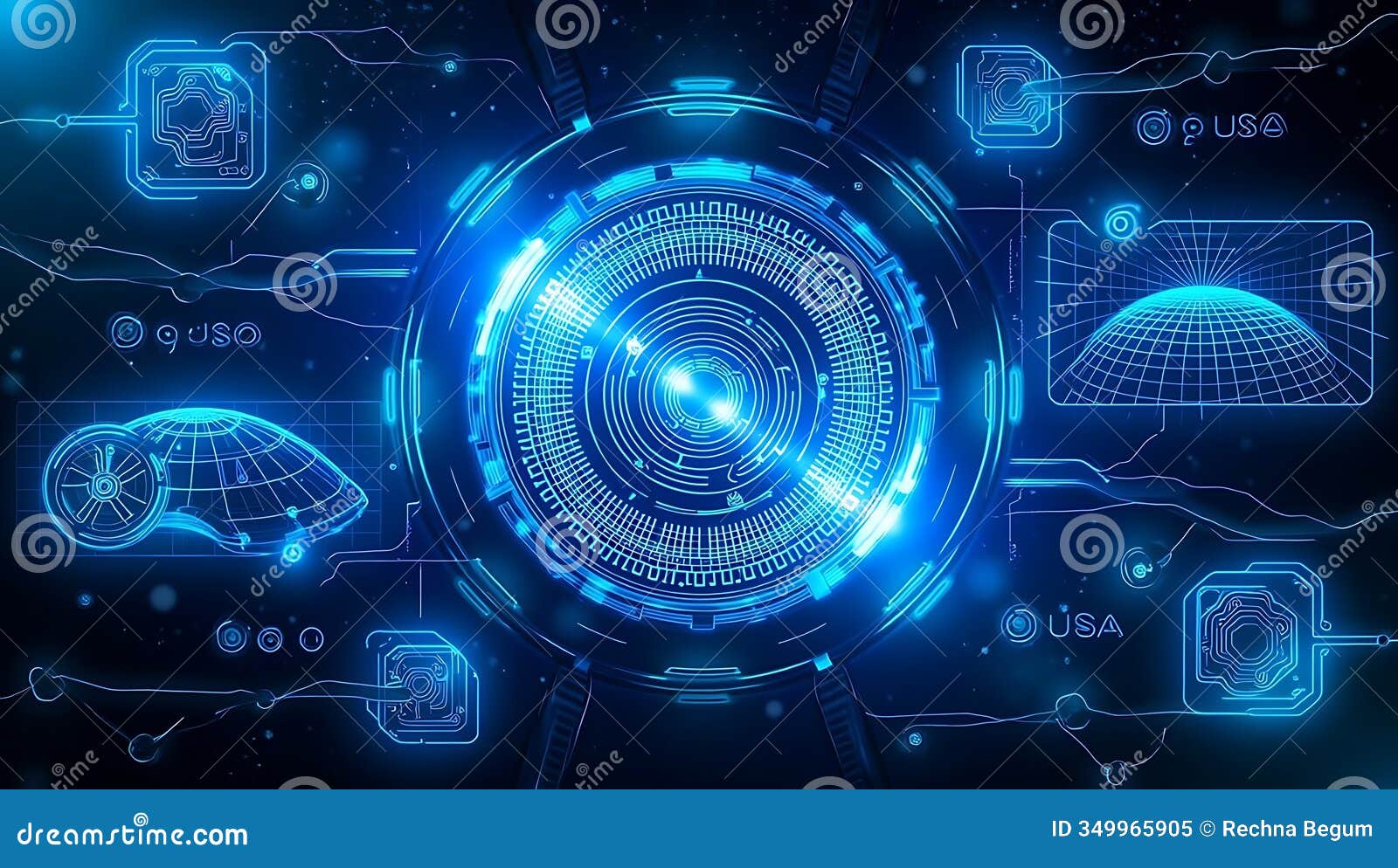 Digital Blue Abstract Tech Background with Virtual Interface Graphics ...