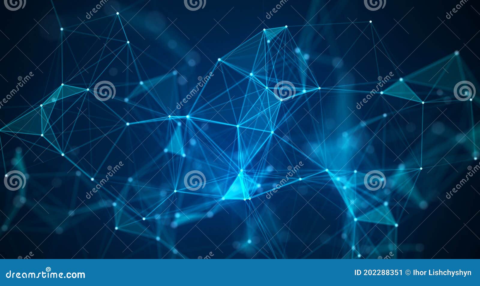 Digital Blue Background With Dots And Lines Big Data Visualization Network Connection