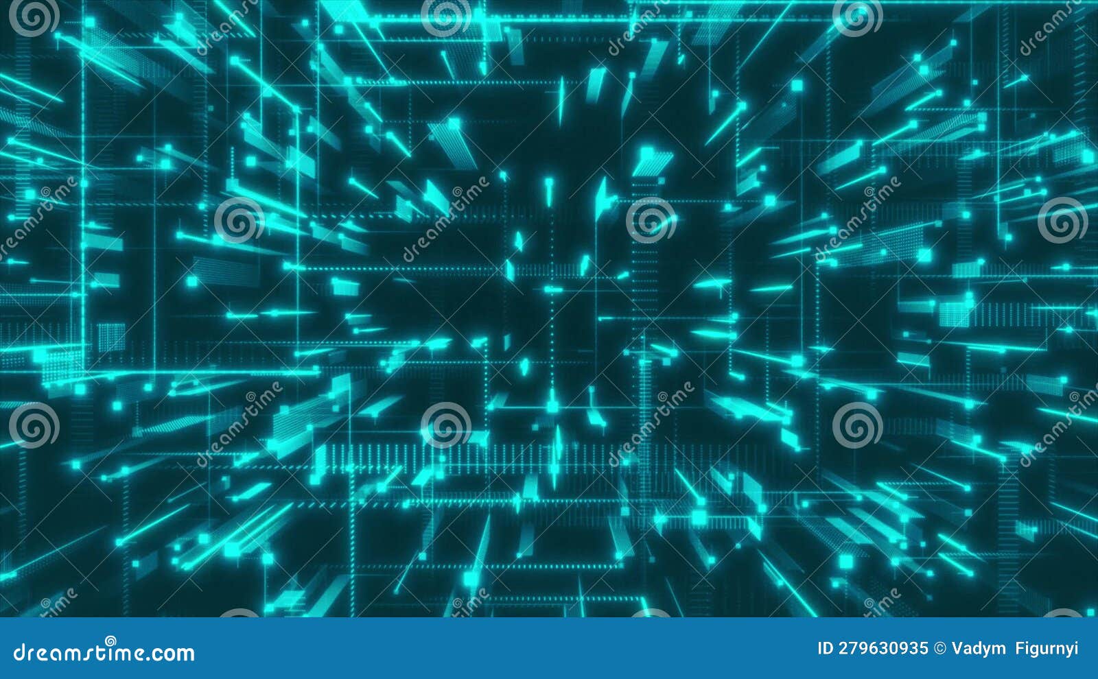 Digital Blue Background with Various Elements and Particles Stock Video ...