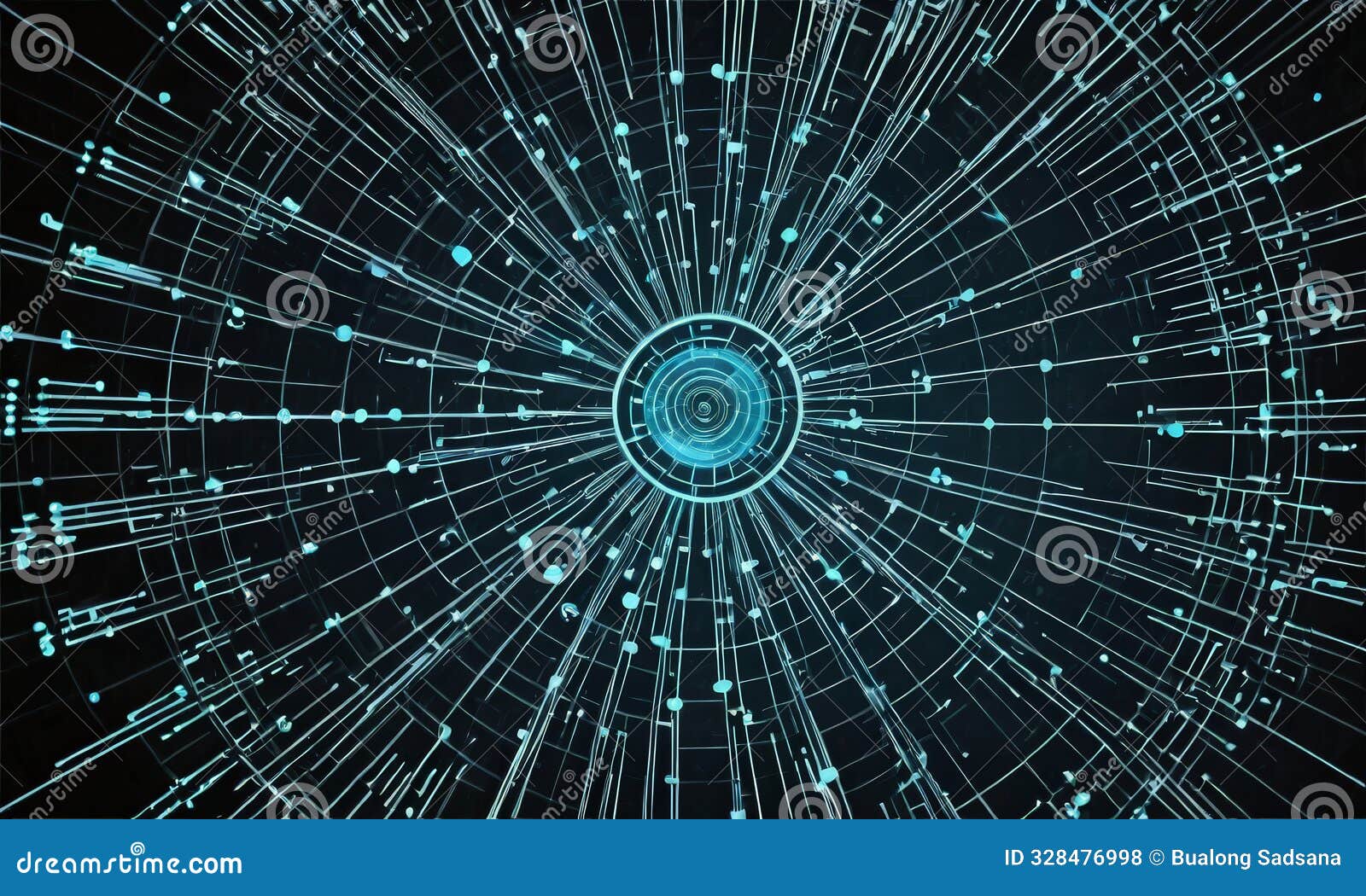 Digital Blue Circle with White Dot in the Center, Surrounded by Network ...
