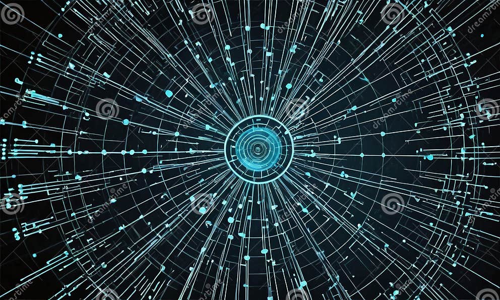 Digital Blue Circle with White Dot in the Center, Surrounded by Network ...