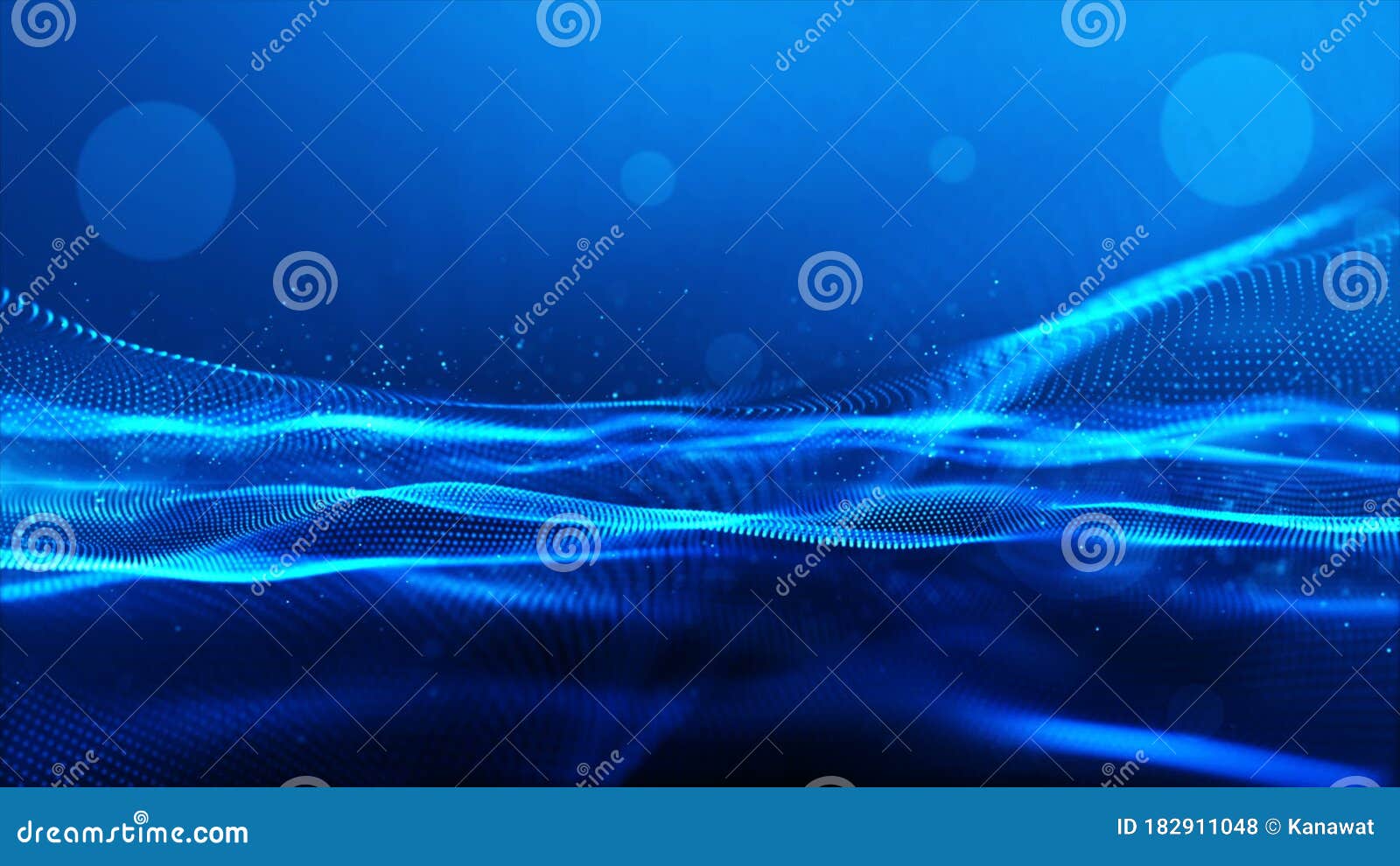 Digital Blue Color Particles Wave and Light Abstract Background Stock ...
