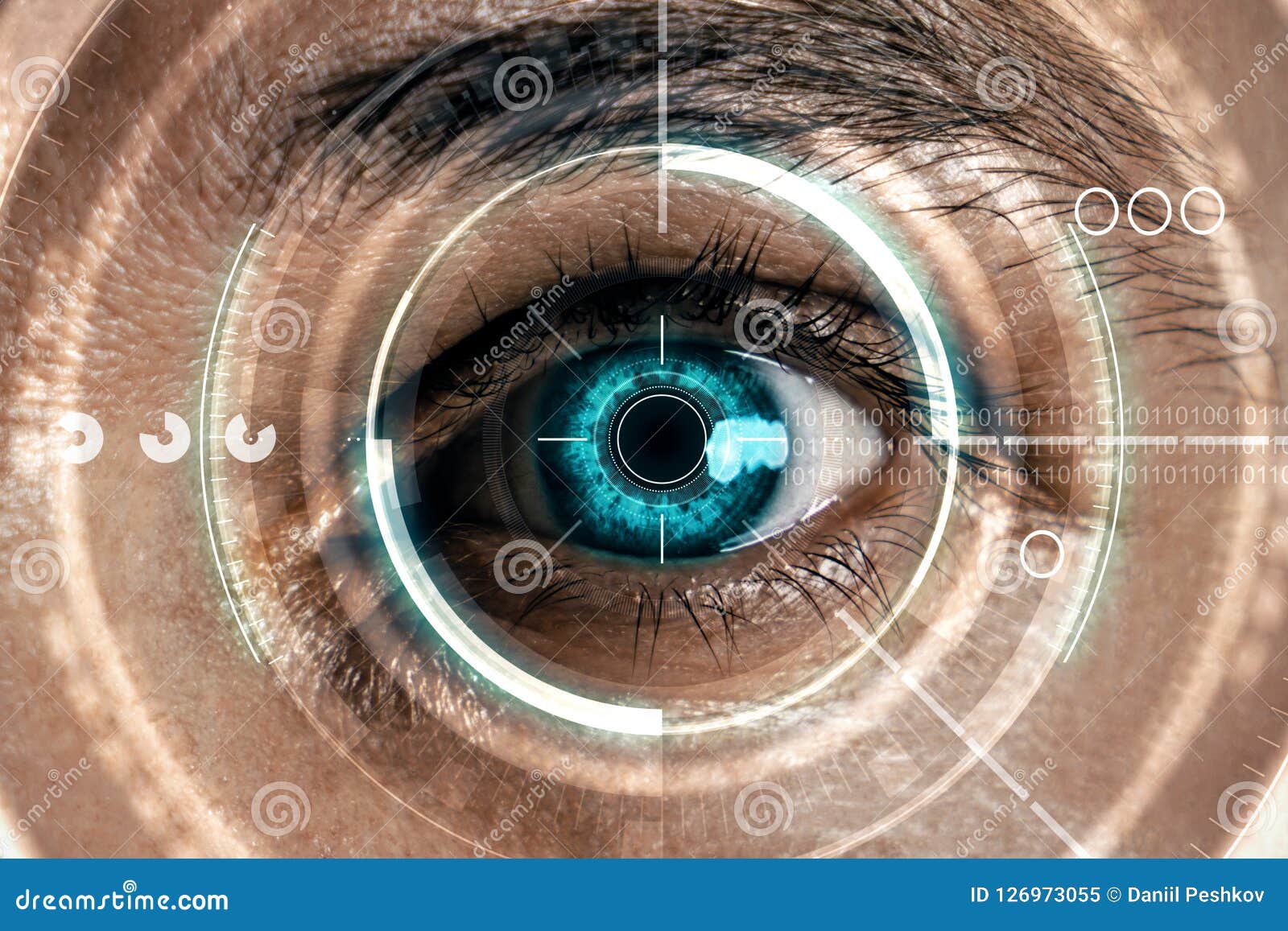 Digital Blue Eye Interface Backdrop Stock Image - Image of display ...