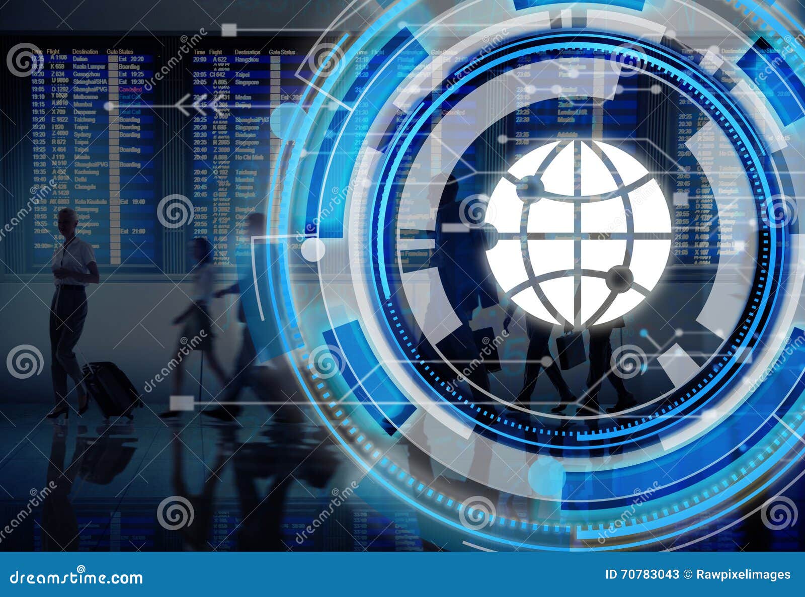 Digital Blue Hud Interface Global Concept Stock Illustration ...