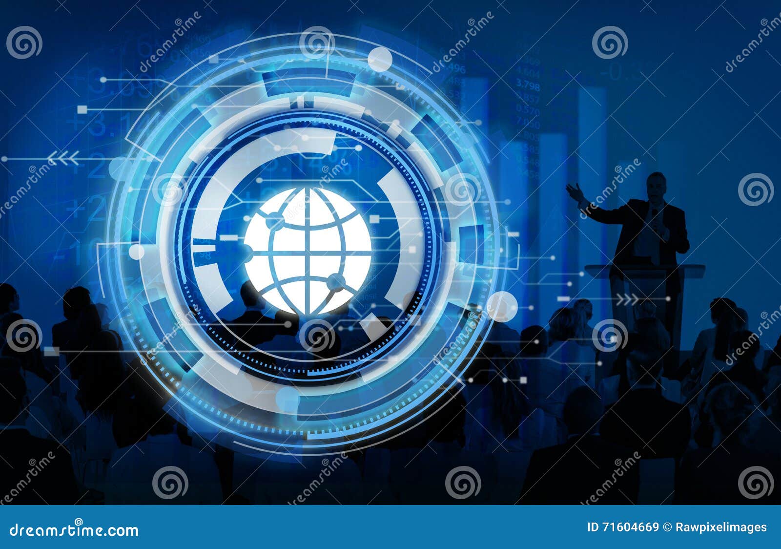 Digital Blue Hud Interface Global Concept Stock Illustration ...