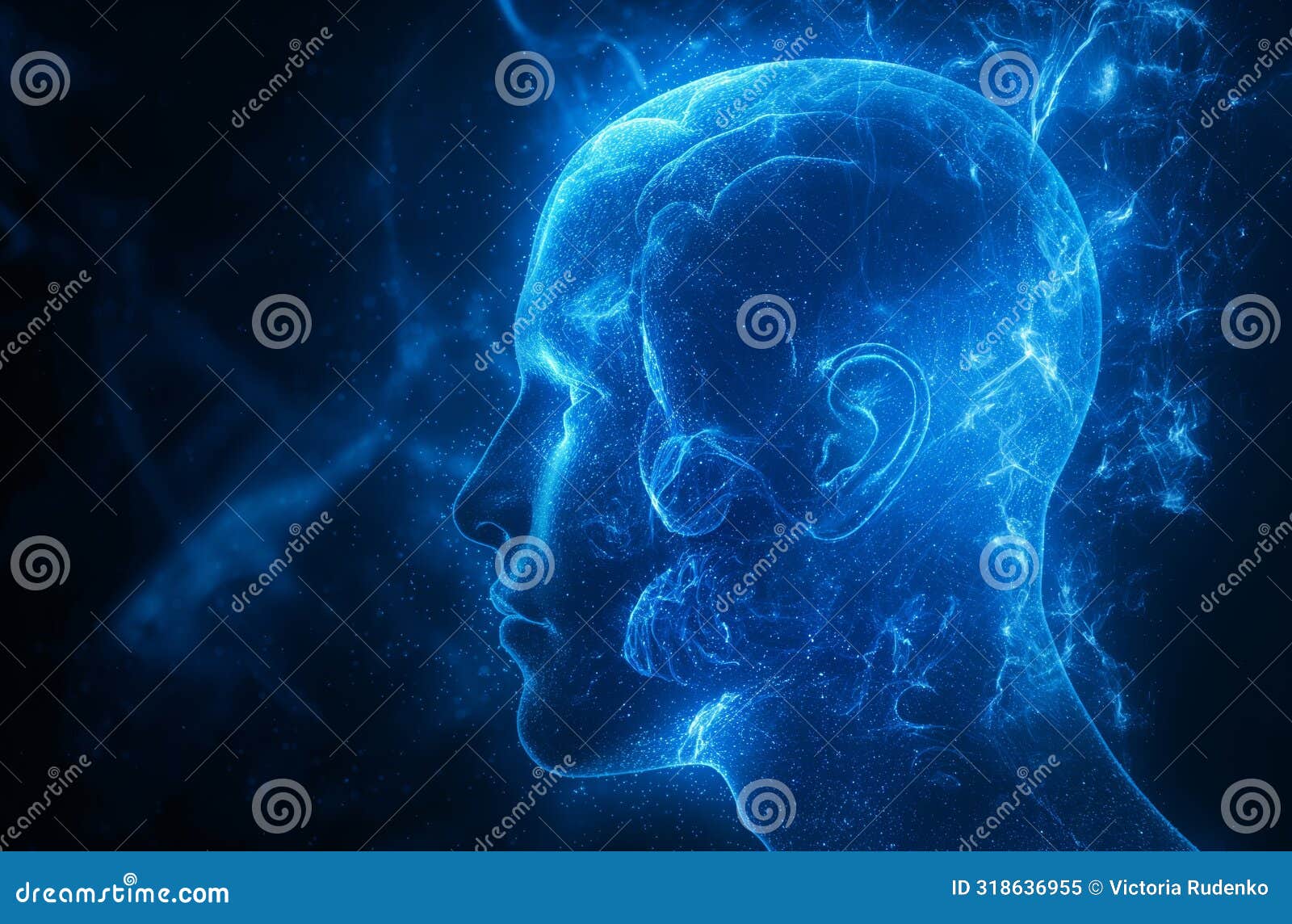 Digital blue human head stock image. Image of glowing - 318636955