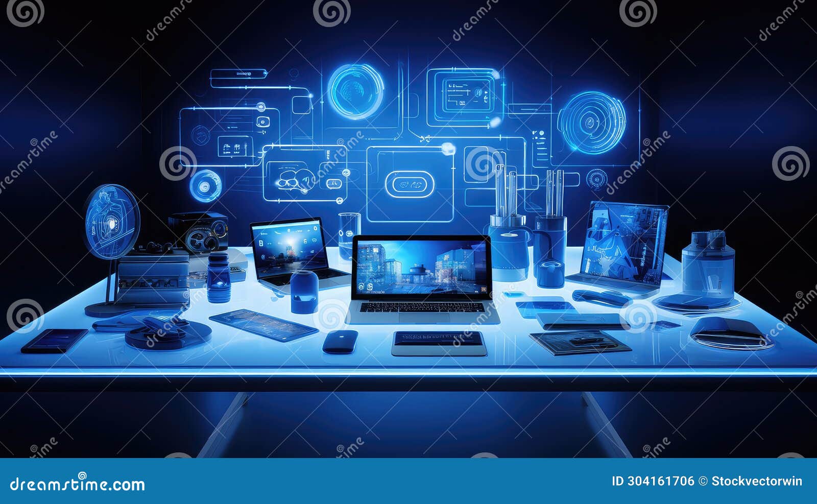 Digital Blue Innovation Background Stock Illustration - Illustration of ...