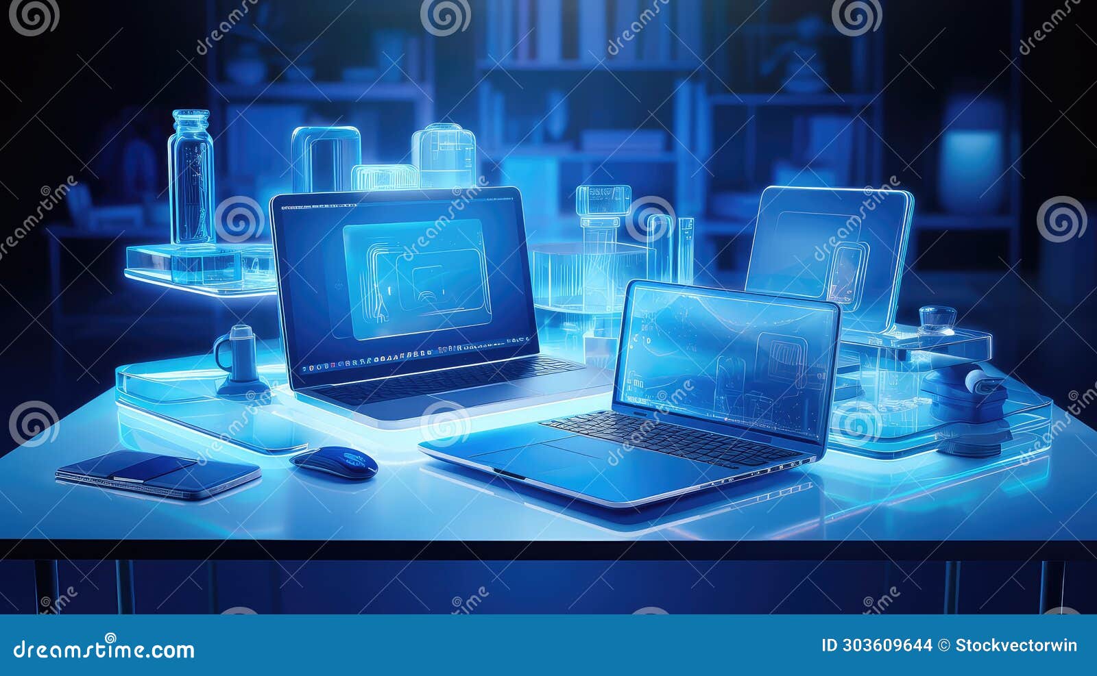Digital Blue Innovation Background Stock Illustration - Illustration of ...