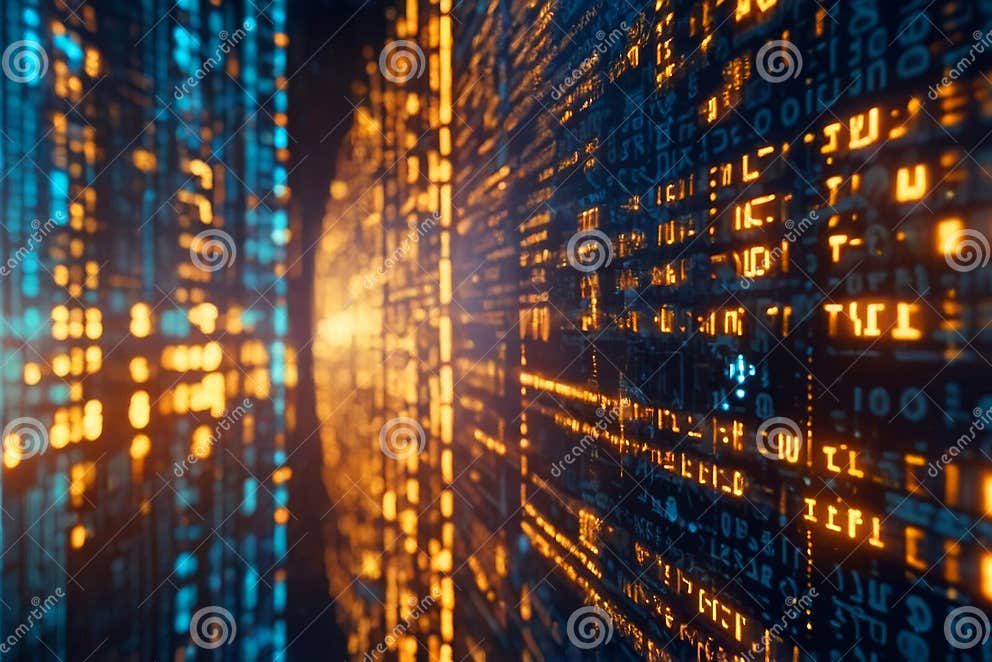 Digital Blue Interface with Pixelated Data Stream Stock Illustration ... Digital Blue Interface with Pixelated Data Stream Stock Illustration ...