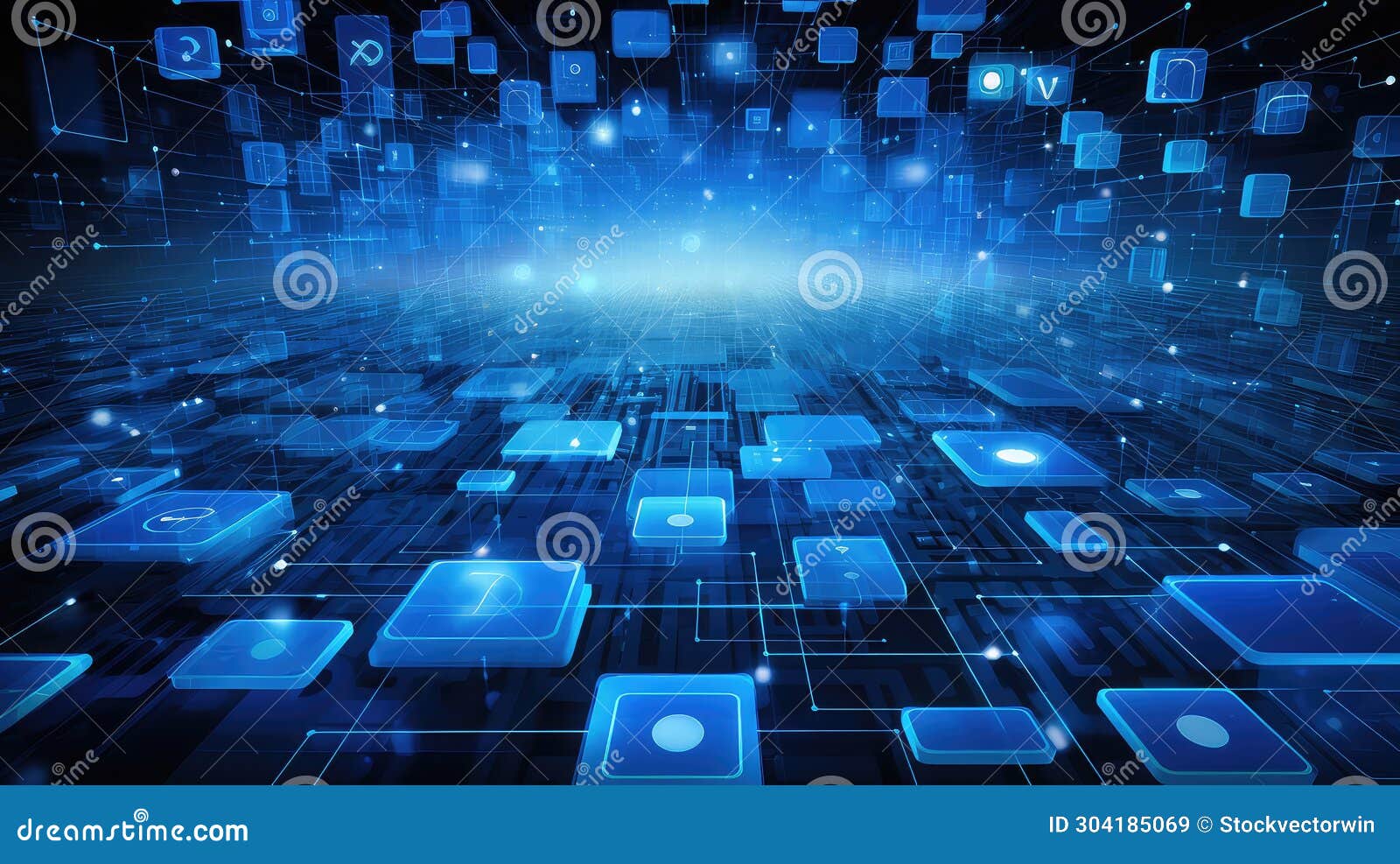Digital Blue Internet Background Stock Illustration - Illustration of ...